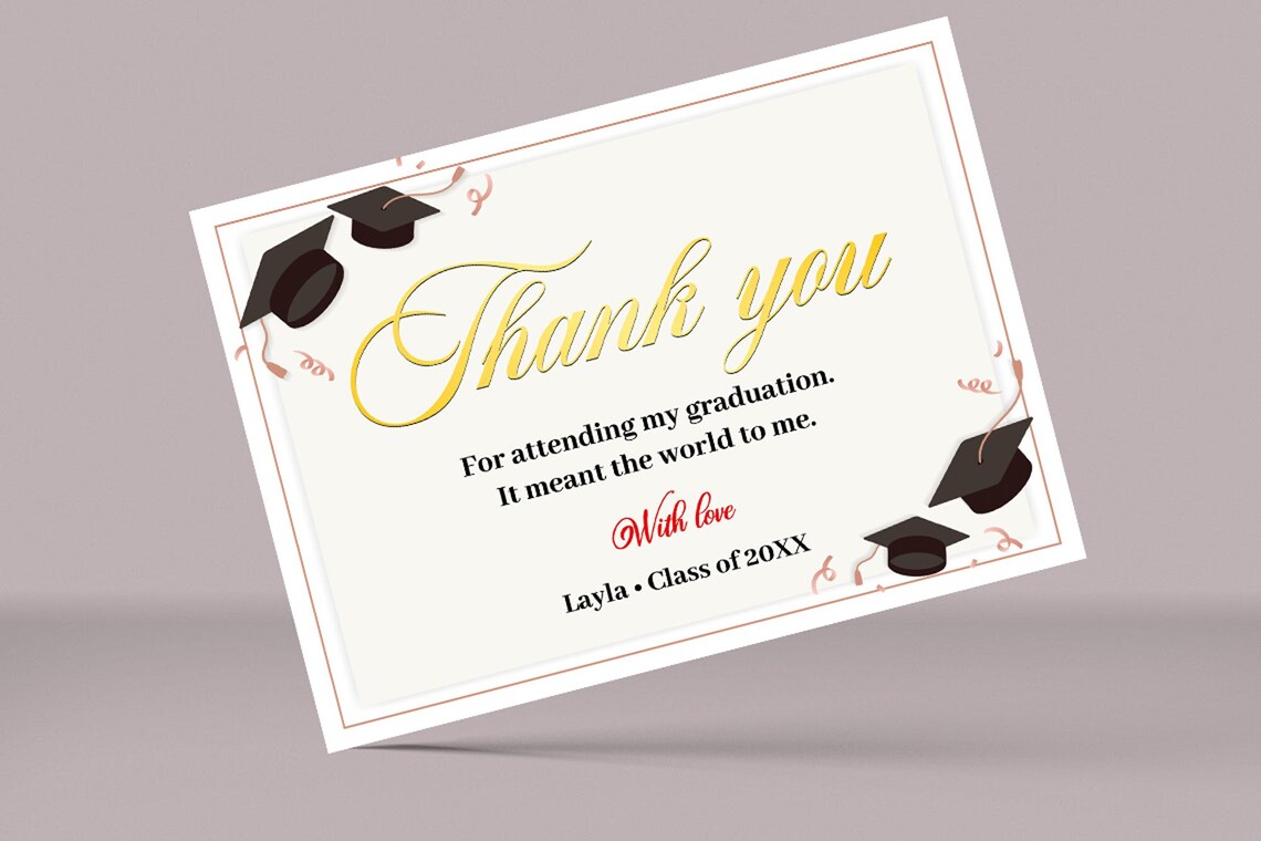 Editable Graduation Thank You Cards Template High School - Etsy