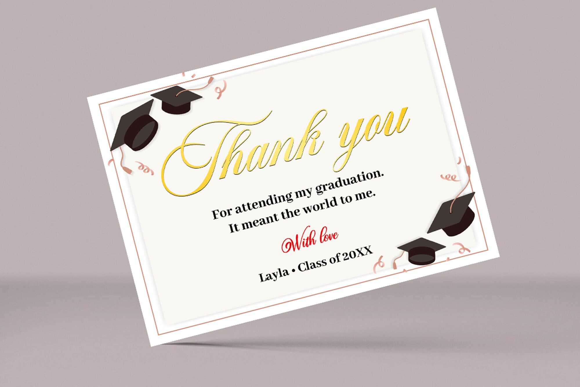 Editable Graduation Thank You Cards Template, High School College ...