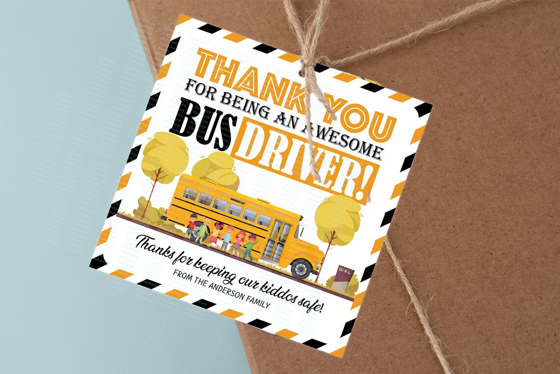 EDITABLE Bus Driver Thank You Tag, Bus Driver Appreciation Editable - Etsy