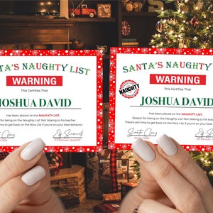 Mini Naughty List Warning, Editable Elf Report Card, Red Stars Santa ...