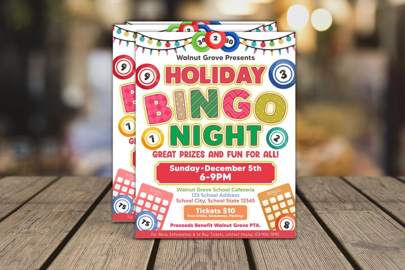 Editable Holiday Bingo Night Flyer Template, Christmas Family Game ...