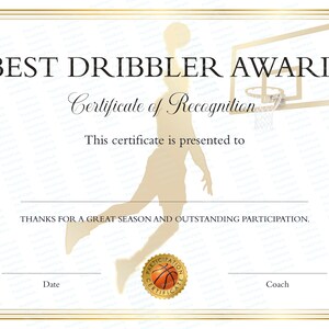 DIY Printable Blank PDF End of Season Basketball Award Certificates, 16 ...