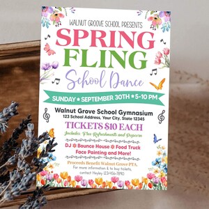Editable Spring Fling School Dance Flyer Invitation, Easter Event Party ...