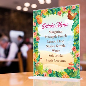 Editable Luau Drink Menu Sign Template, Hawaii Bar Menu Luau Party ...