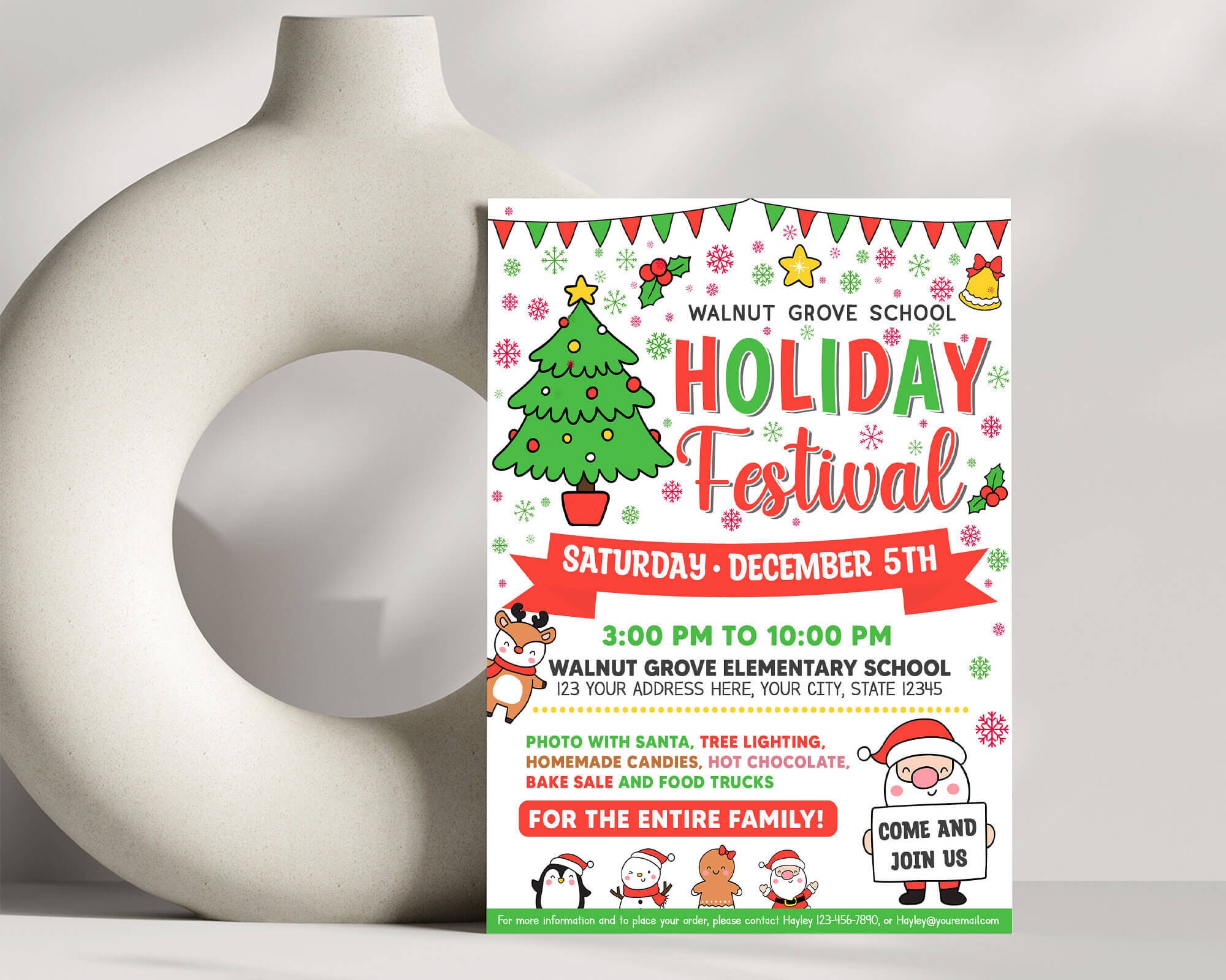 Editable Holiday Festival Flyer Template, PTO PTA Christmas Event, Xmas ...