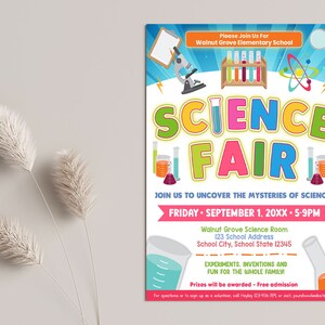 Editable Science Fair Flyer, School Academic Festival Flyer, PTO PTA ...