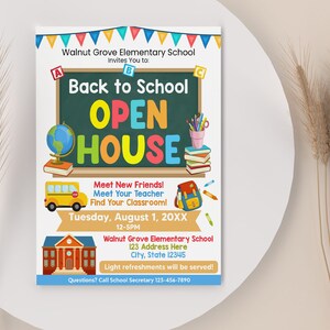 Back to School Open House Flyer Template, PTA PTO Flyer, School ...