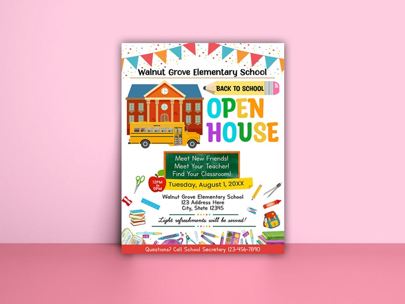 EDITABLE School Open House Flyer Template Printable Back to - Etsy