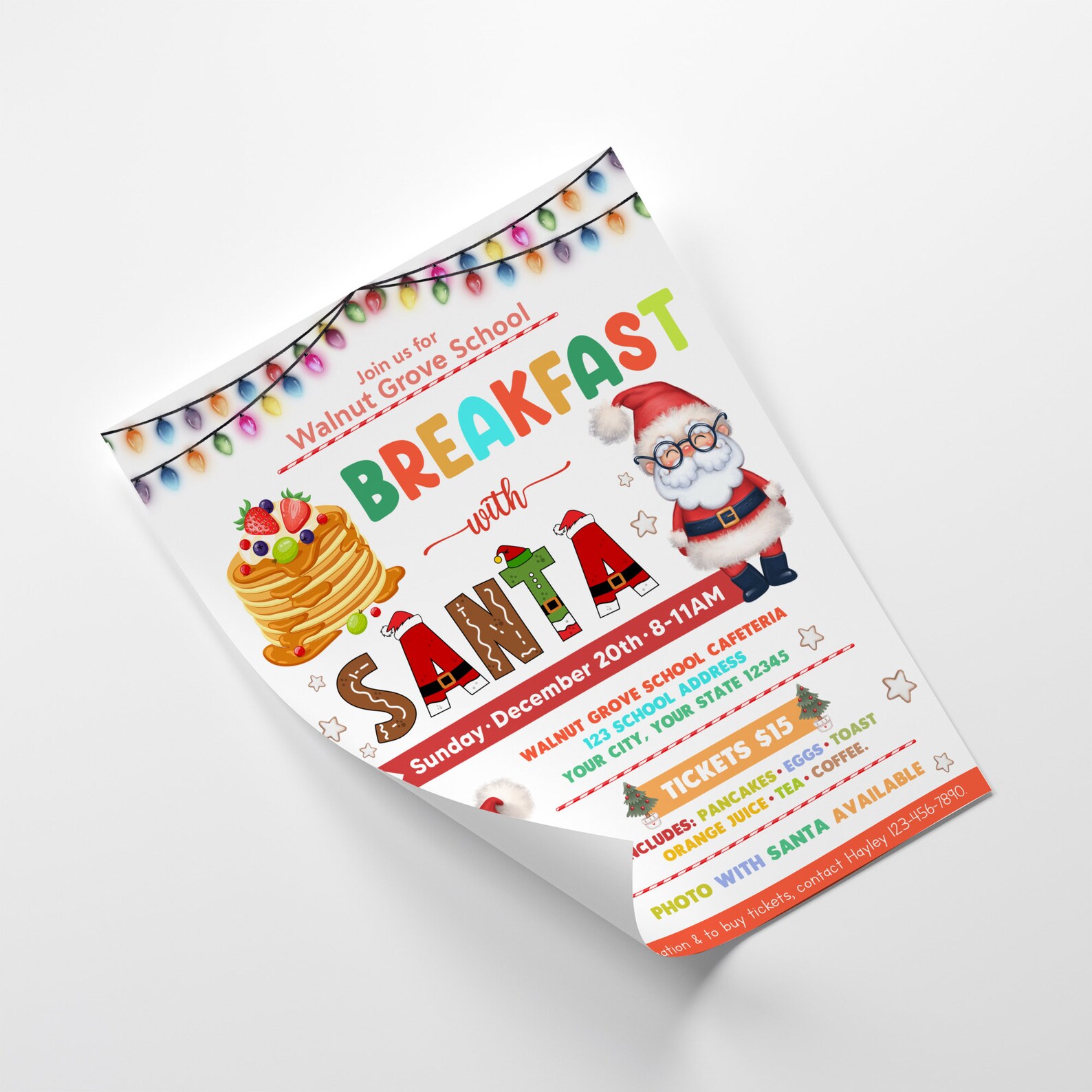 EDITABLE Breakfast With Santa Flyer Invitation Meet Santa - Etsy