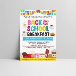 EDITABLE Back to School Breakfast Flyer Template, PTO PTA Fundraiser ...