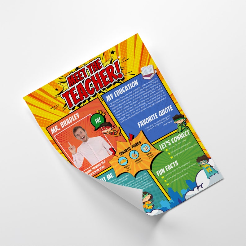Meet the Teacher Template Superhero Theme, Photo Teacher Letter ...