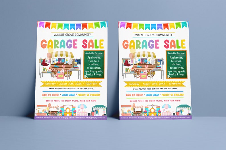 EDITABLE Garage Sale Flyer Template, Neighborhood Yard Sale Template ...