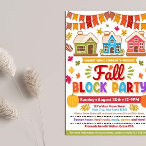 Editable Fall Block Party Flyer, Thanksgivinghalloween Invitation ...