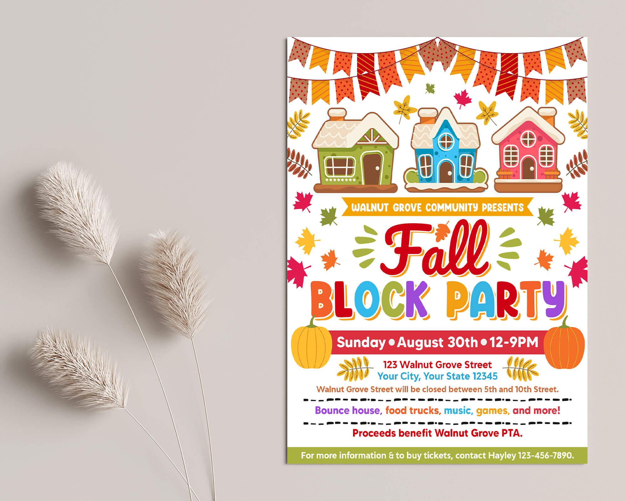 Editable Fall Block Party Flyer, Thanksgivinghalloween Invitation ...