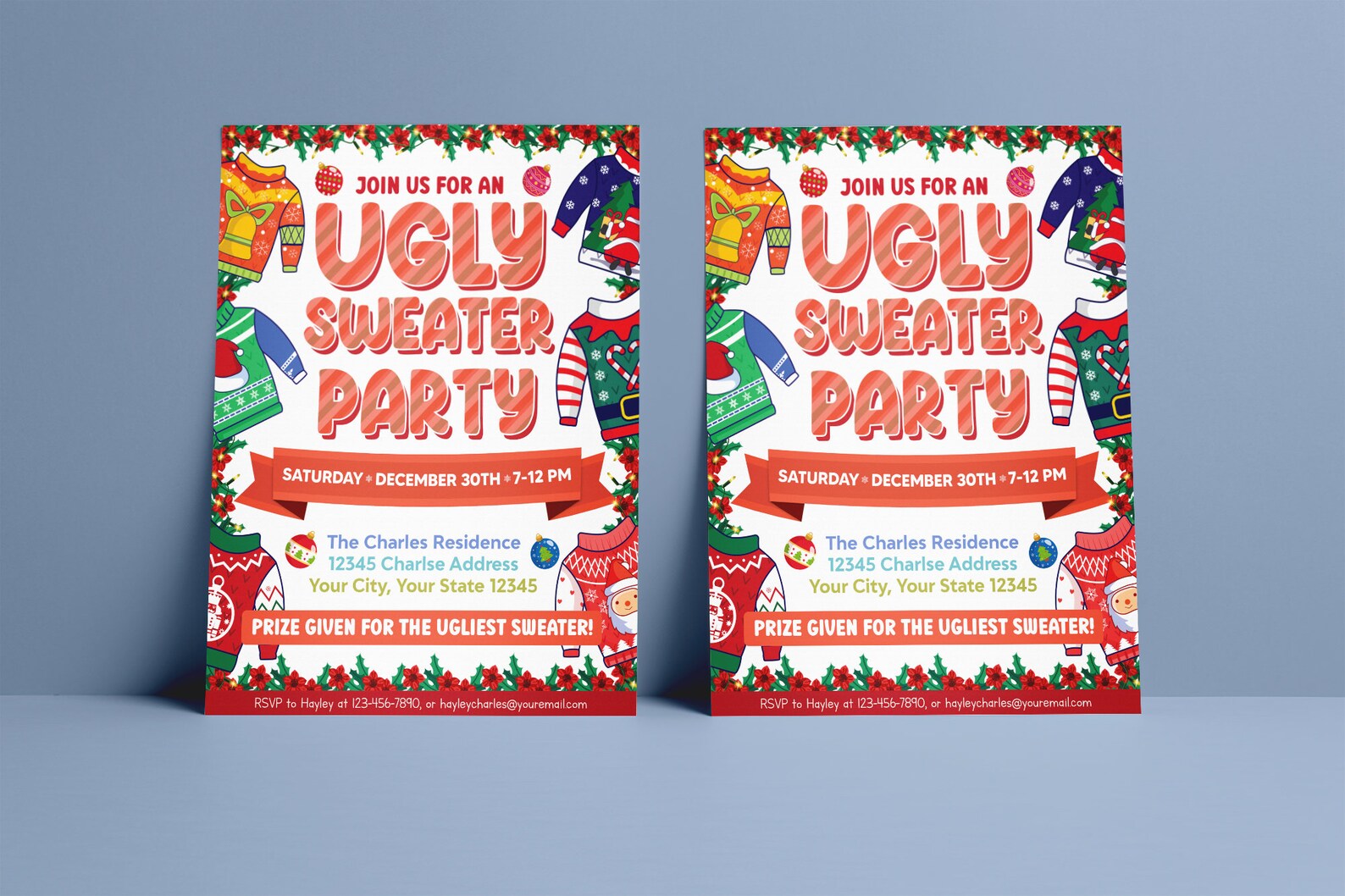 Colorful Ugly Sweater Party Invitation Template Editable Ugly - Etsy