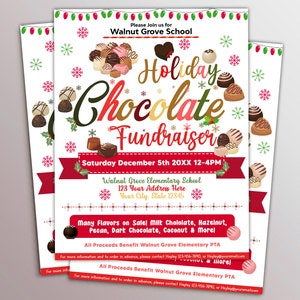Editable Fundraiser Flyer, Christmas Chocolate Candy Holiday Flyer ...