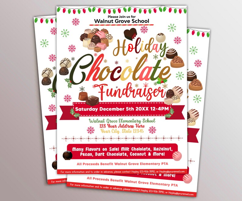 Editable Fundraiser Flyer, Christmas Chocolate Candy Holiday Flyer ...