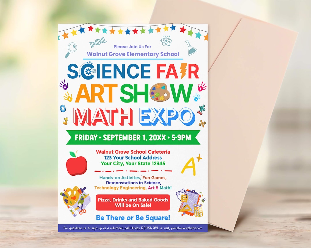 Editable Science Fair, Art Show, and Math Expo Flyer, PTO PTA School ...