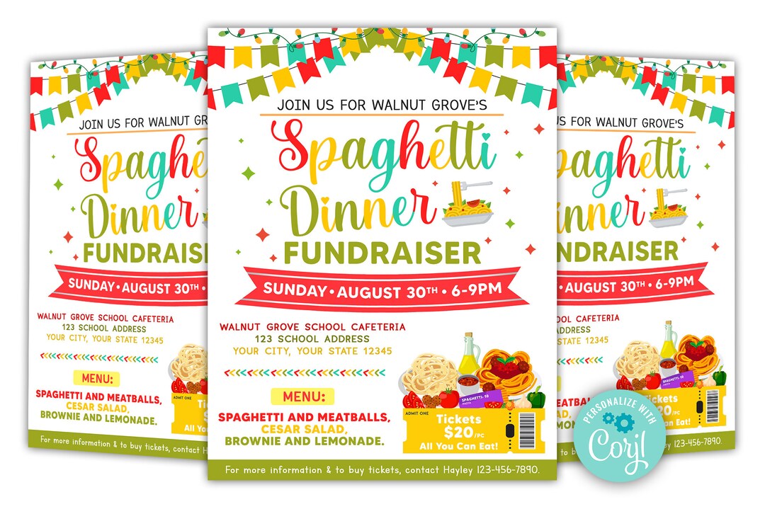 Editable Spaghetti Dinner Flyer Template, Italian Pasta Dinner ...
