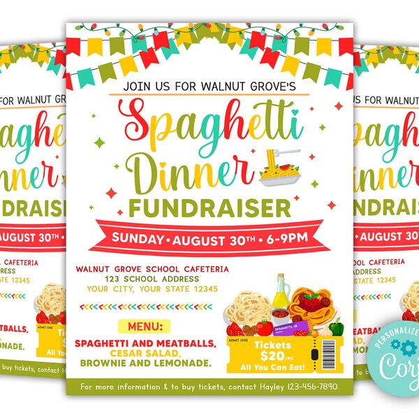 Spaghetti Dinner Template - Etsy