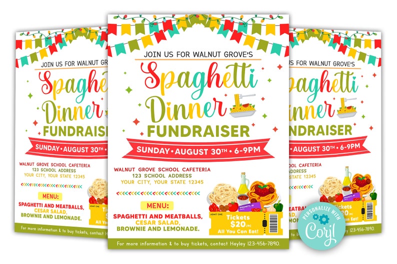 Editable Spaghetti Dinner Flyer Template Italian Pasta Dinner - Etsy