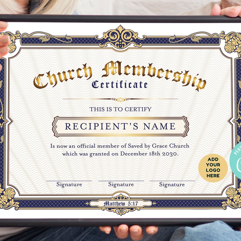 Editable Certificate of Church Membership - Etsy