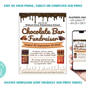 Chocolate Fundraiser Flyer Template, School Church Candy Fundraiser ...