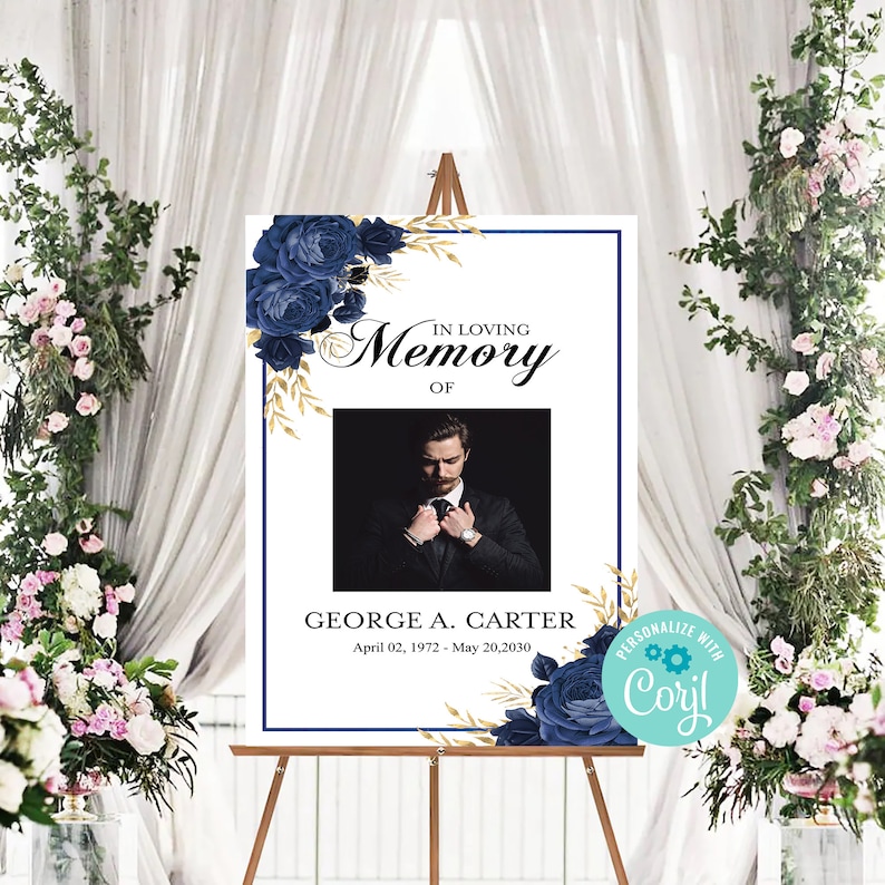 Editable Funeral Welcome Sign Template for Man Memorial - Etsy