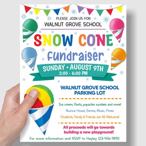 Snow Cone Fundraiser Flyer Template, School Charity Template, Flyer ...