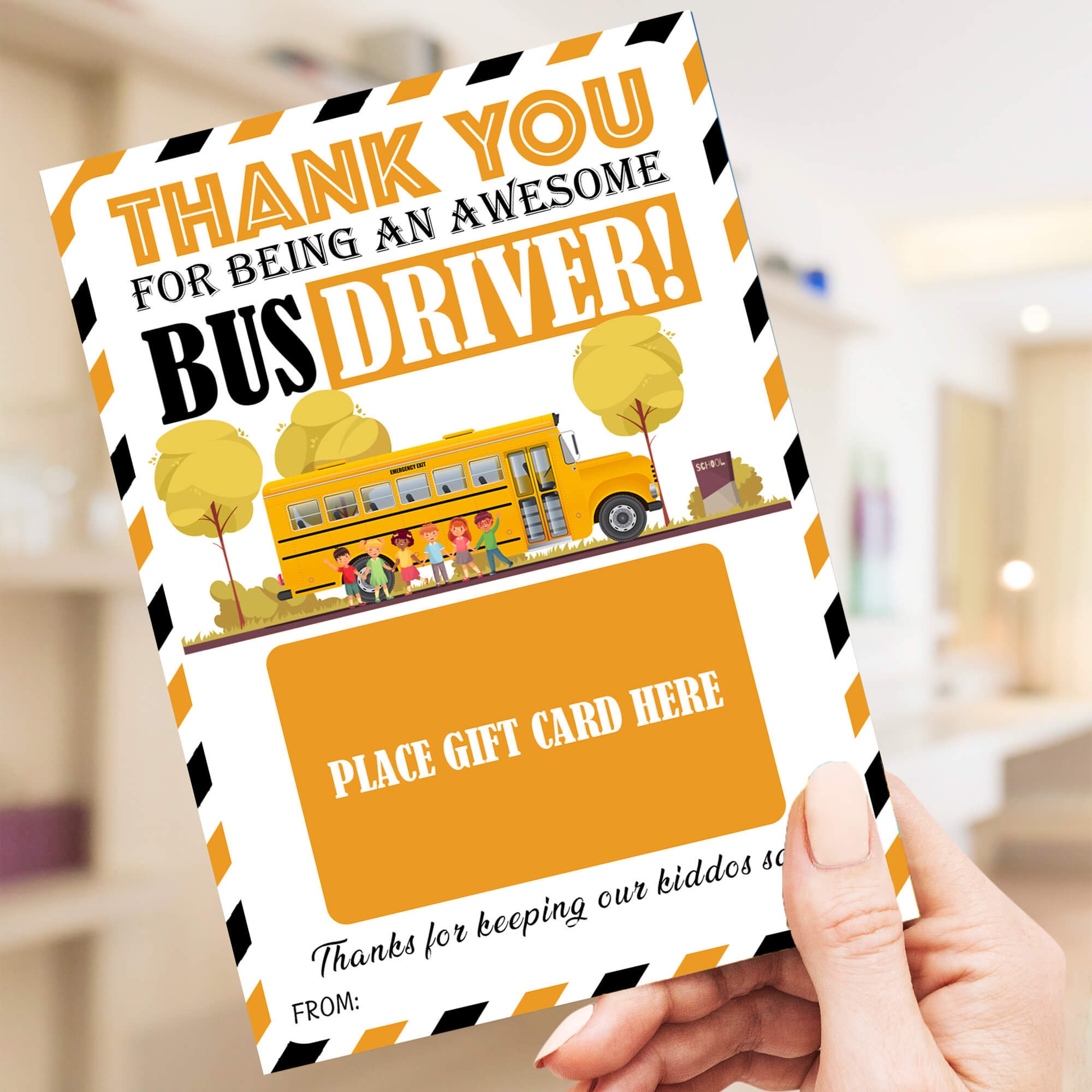 Bus Driver Thank You Card, Bus Driver Gift Card Holder, Bus Driver ...