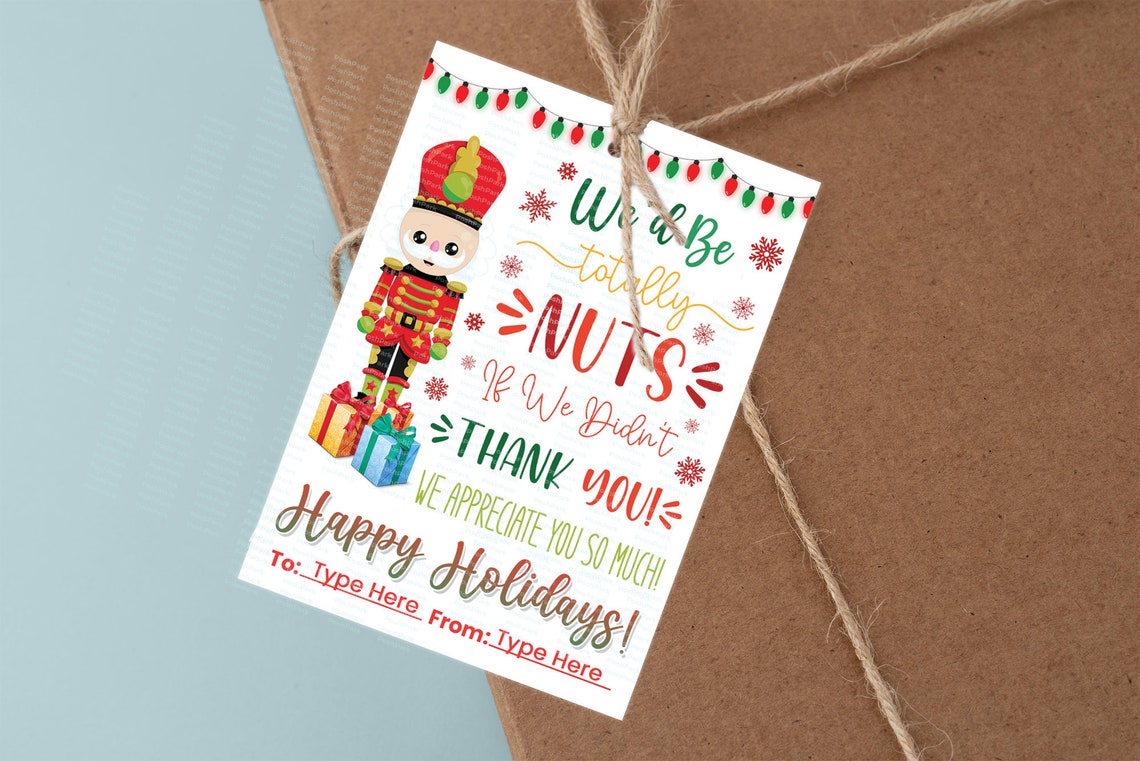 Editable Christmas Nut Gift Tags Staff Employee Nurse Teacher - Etsy