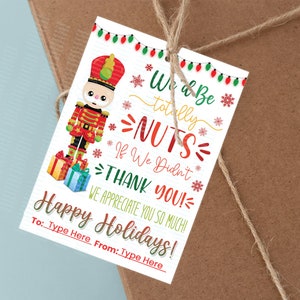 Editable Christmas Nut Gift Tags, Staff Employee Nurse Teacher ...