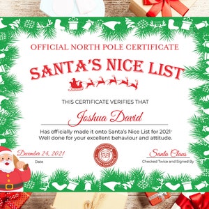 Editable Santa Naughty Nice List Certificate Bundle, Set of 2 Christmas ...