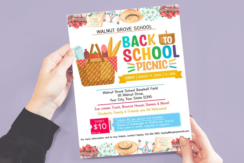 EDITABLE School Picnic Invitation Back to School Flyer Event - Etsy