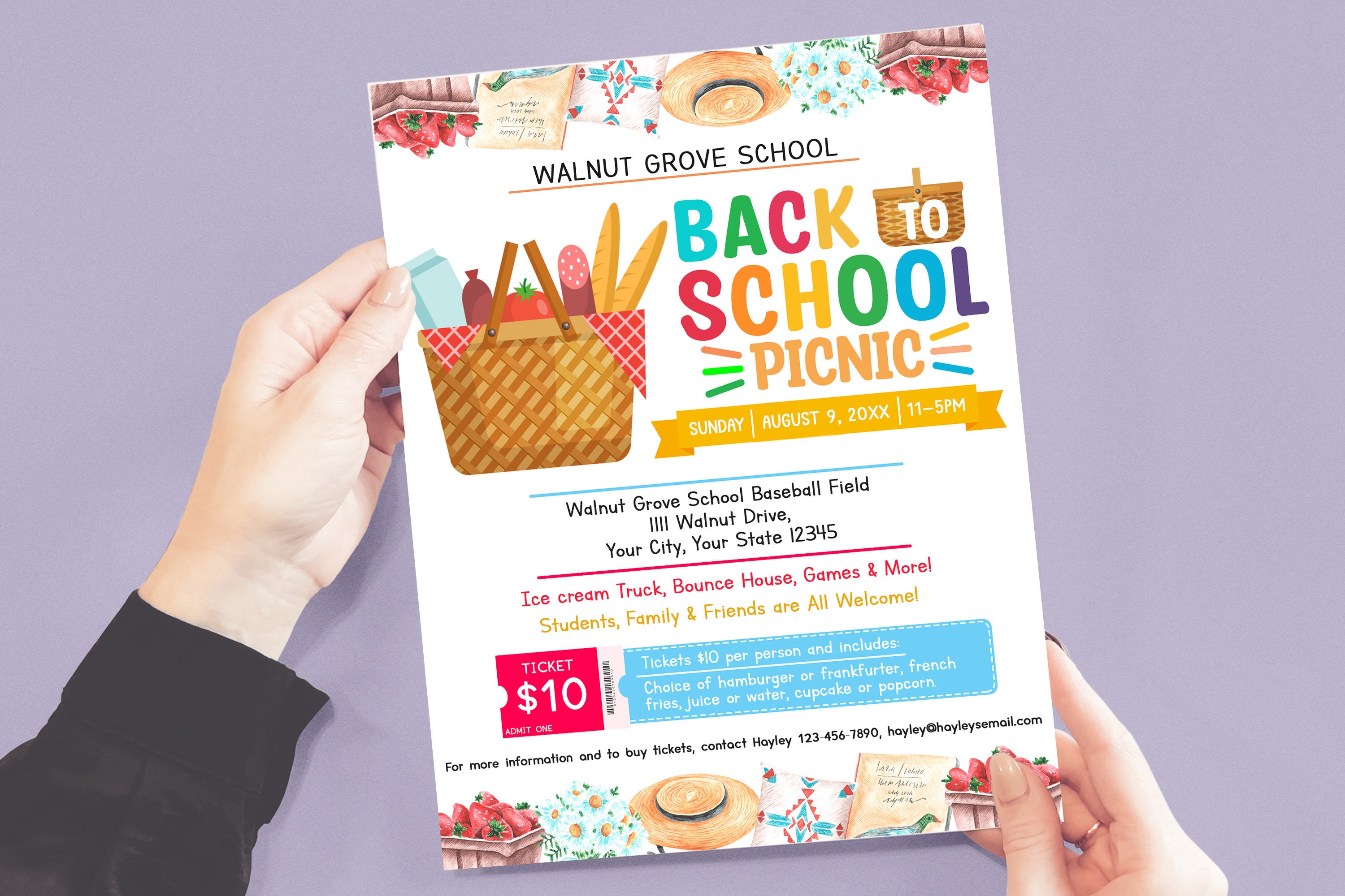 EDITABLE School Picnic Invitation, Back to School Flyer Event, School ...