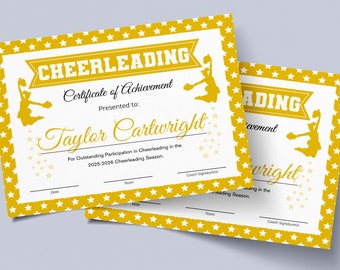 EDITABLE Cheerleader Certificate, Cheer Certificates Sports Award ...