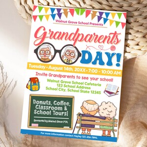 Grandparents Day Flyer Template, Editable Family School Invite ...