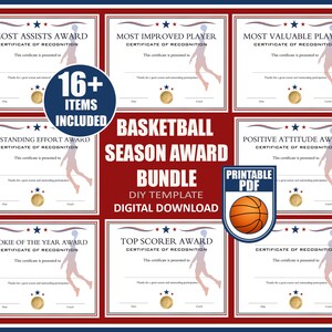 PRINTABLE Red White Blue PDF End of Season Basketball Award ...