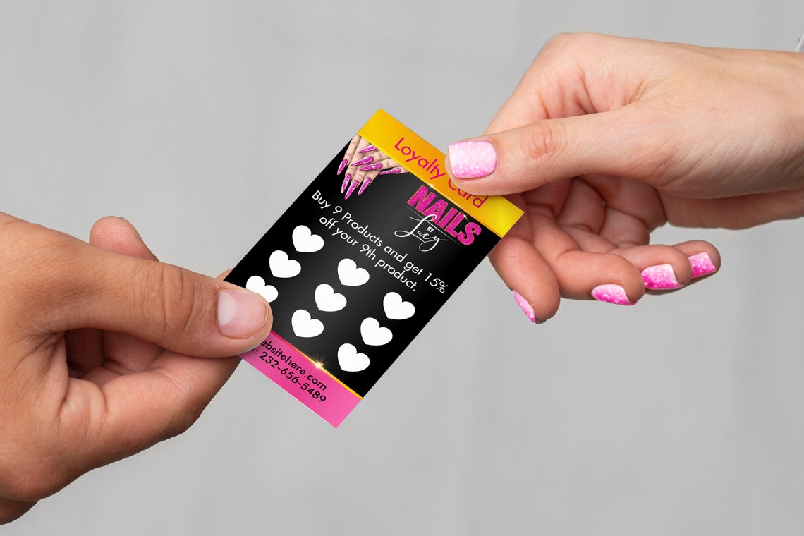 Nail Salon Loyalty Card Template Nail Tech Loyalty Cards - Etsy