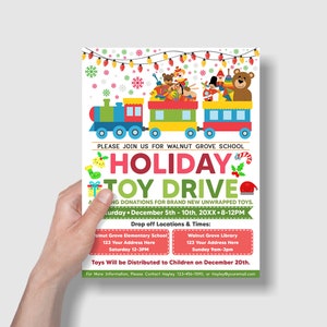 Editable Holiday Toy Drive Flyer Template, Printable Toy Drive ...