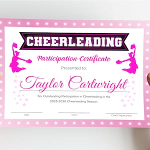 EDITABLE Cheerleader Certificate, Cheerleading Award, Cheerleading ...