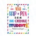 Printable PDF You Happen to Be Ink-credible Student Gift Tags, Student ...