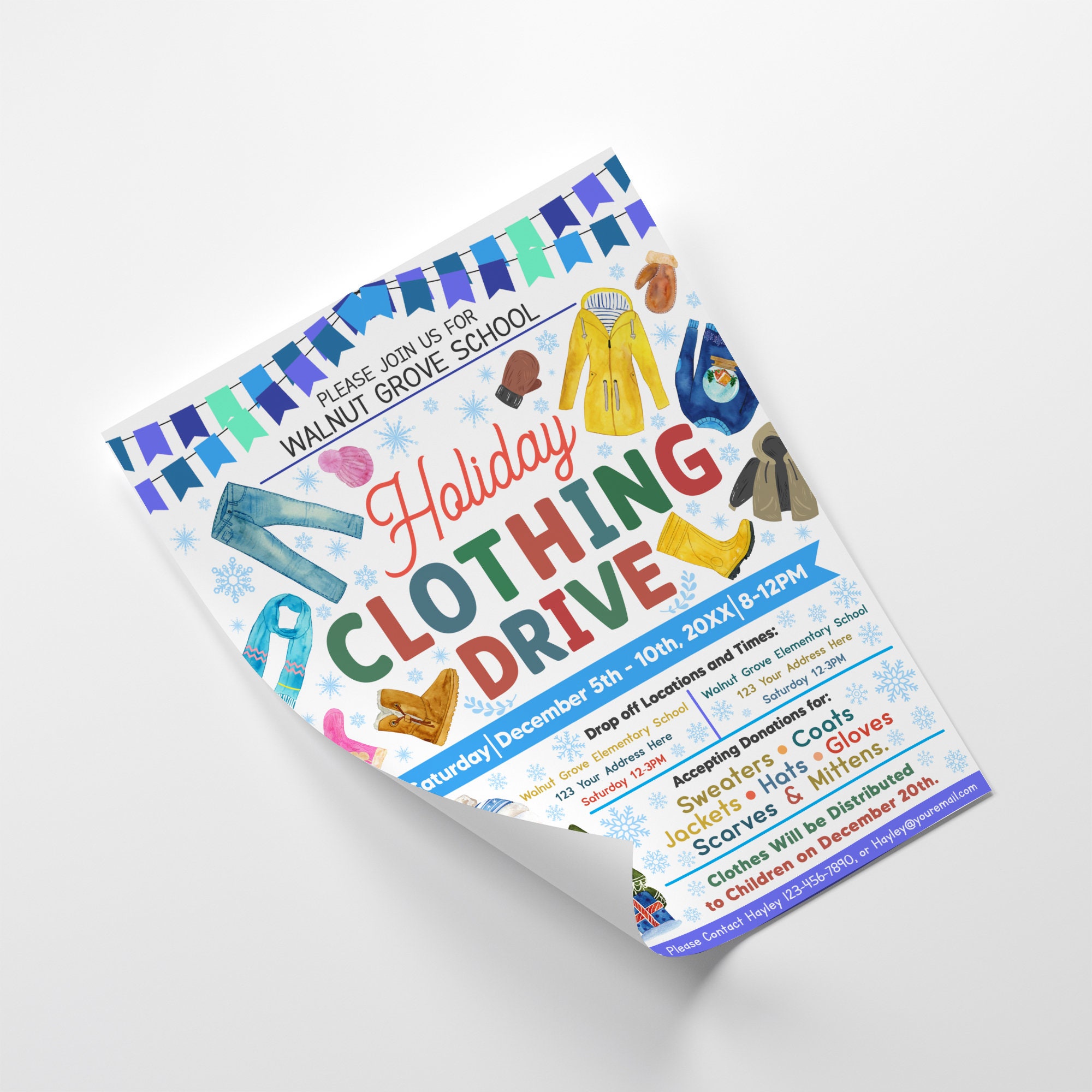 Editable Winter Clothing Drive Flyer Printable PTA PTO Cold - Etsy