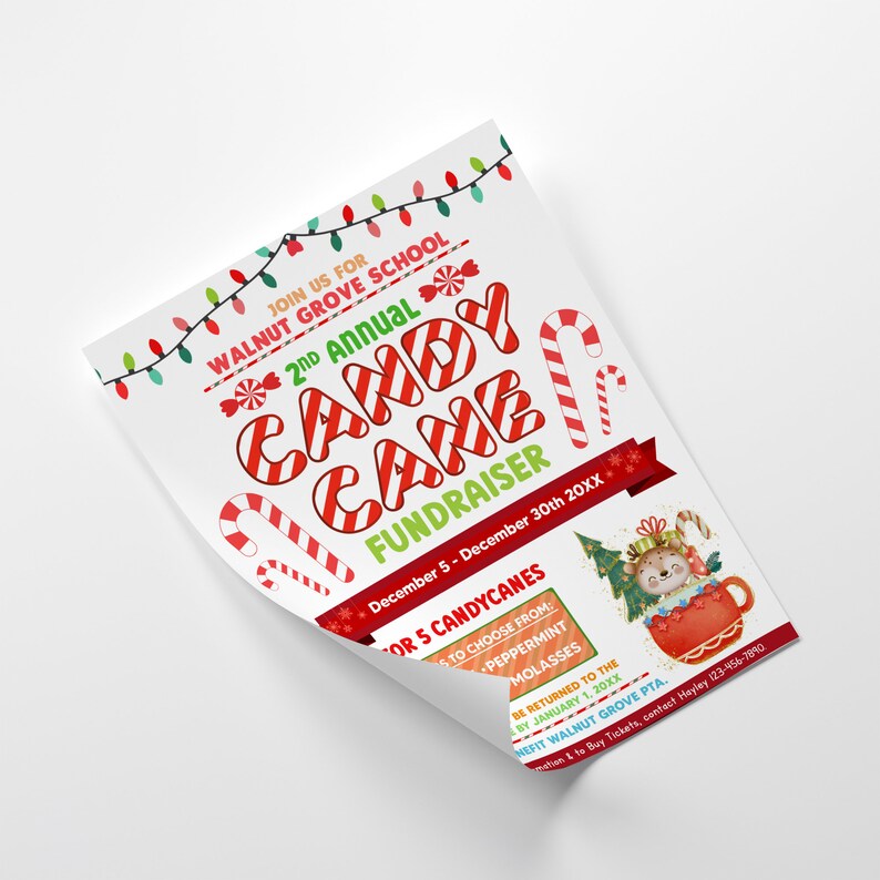 Editable Candy Cane Fundraiser Flyer Template Printable PTA - Etsy