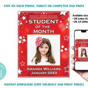 Editable Student of the Month Certificate Template, Classroom Awards ...