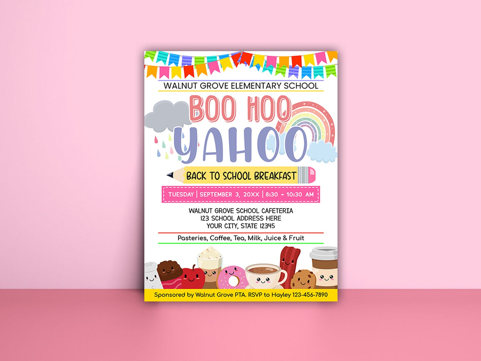 EDITABLE Boo Hoo Yahoo Back to School Breakfast Flyer PTA PTO - Etsy