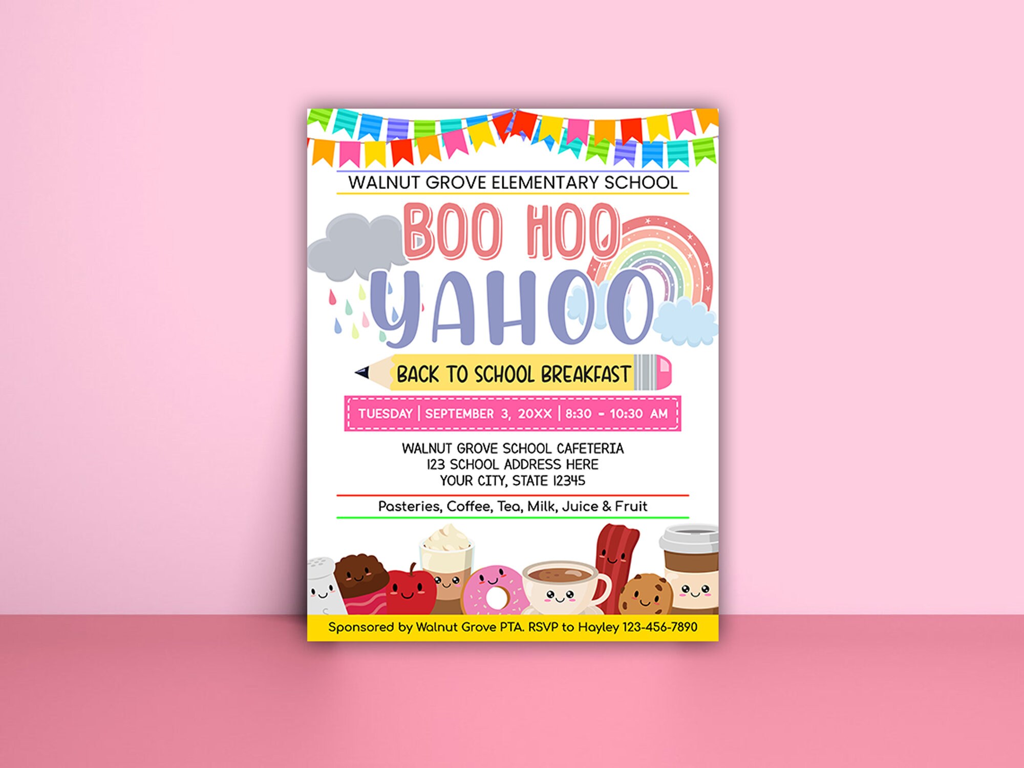 EDITABLE Boo Hoo Yahoo Back to School Breakfast Flyer PTA PTO - Etsy