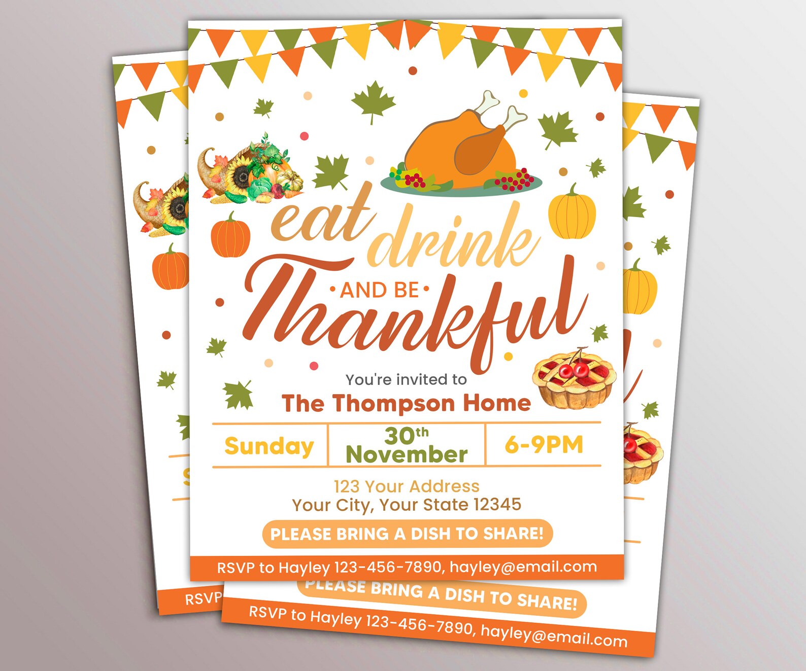 Editable Thanksgiving Invitation Friendsgiving Invite Flyer - Etsy
