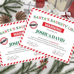 Editable Santa Naughty Nice List Certificate Bundle, Set of 2 Christmas ...