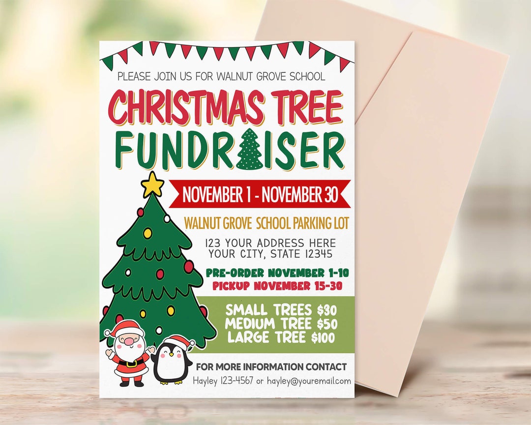 Christmas Tree Fundraiser Template, Editable Holiday Tree Fundraiser ...